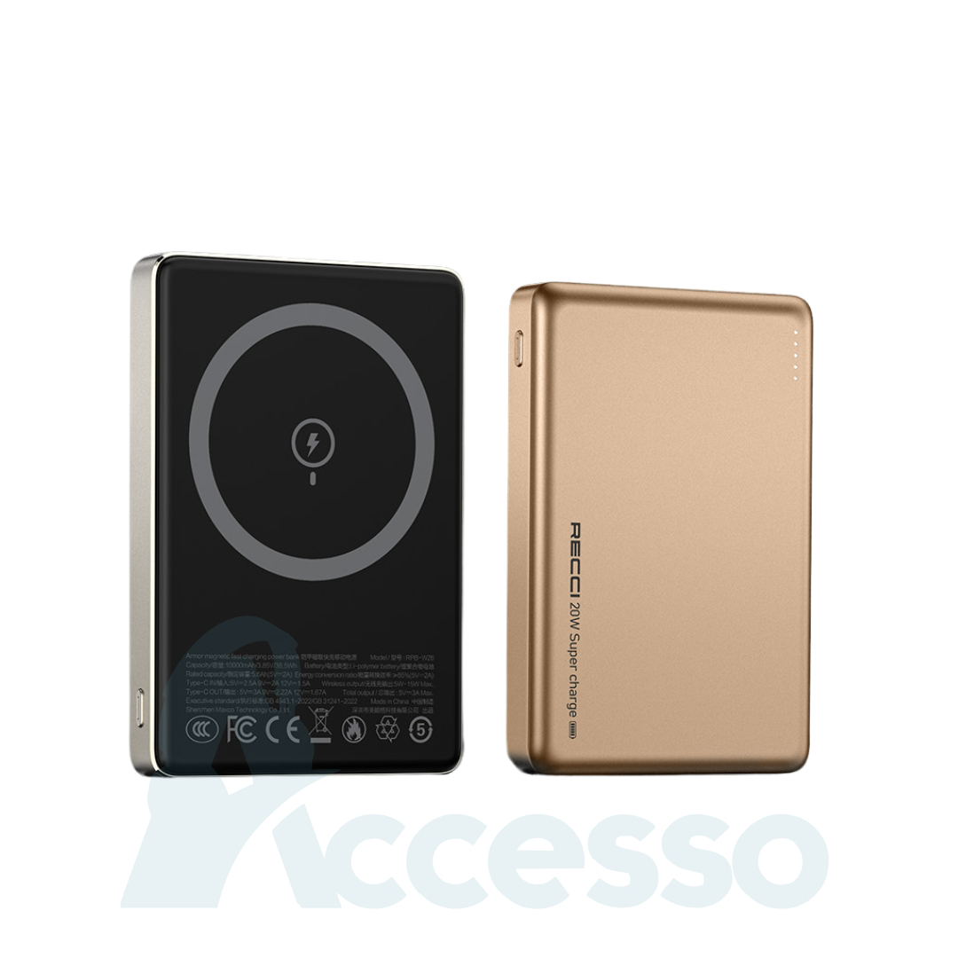 Recci RPB-W26 Power Bank 10000mAh avec Charge Sans Fil - Accesso